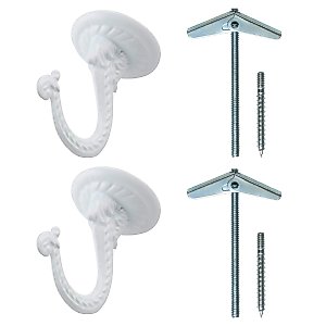 Rocky Mountain Goods Ceiling Swag Hook 2 Pack with Mounting Hardware - 1 1/2” Heavy Duty Hooks for Hanging Planter, Extender Chains - Easy Install with Screws/Brackets (White)