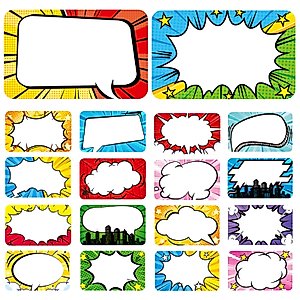 Superhero Name Tags Labels Stickers 216 Counts Colorful Large Nametags Name Badge Labels Sticker for Themed Party Family Home School Office 3.25x2.16 inches