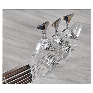 Unfinished Guitar Body Red Sandalwood Fingerboard with LED Lights, Real Shots, Suitable for 2016 New Straight-Through 5-String Acrylic Body Bass Guitar DIY Accessory