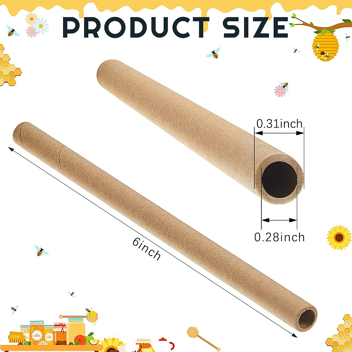 Gueevin 400 Pcs Mason Beehive Tubes 6 Inch Long Cardboard Beehive Nesting Tubes Nesting Paper Inserts for Outdoor Beekeeper's Garden House Hotel Condo Beehive Nest