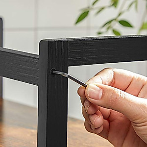 SONGMICS Spice Rack, 3-Tier Counter Shelf, Desktop Organizer with Bamboo Frame, for Countertop, Kitchen, Dining Room, Office, Rustic Brown and Black UOFS047B01