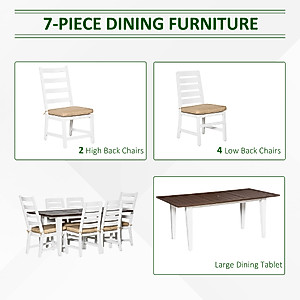 Outsunny Patio Dining Set for 6, Outdoor Furniture Set with a Table & Chairs, Cushions, Umbrella Hole for Garden, Backyard, or Poolside, Beige