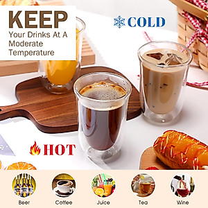 8 Pack 10 oz Double Walled Coffee Mugs Glass Espresso Cups without Handle Clear Thermo Insulated Demitasse Cups for Cappuccino Tea Latte Beverages