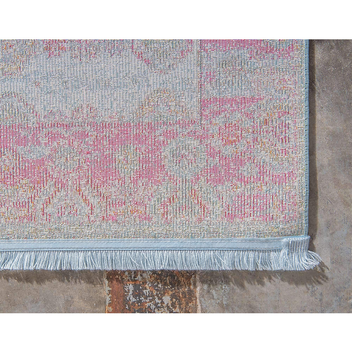 Unique Loom Baracoa Collection Bright Tones Border Vintage Traditional Area Rug, Rectangular 5' 5" x 8' 0", Blue/Pink