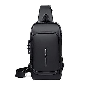 FANDARE Anti-theft Sling Bag Business Men Bag Chest Crossbody bags with USB Charging Port Waterproof Small Backpack for Outdoor Work Hiking Running Sport Travel Bag Black