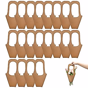 Exasinine 20 Pcs Hanging Kraft Paper Bouquet Flower Paper Bags Gift Bags for Home Decoration