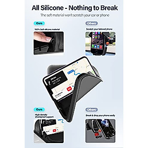 Loncaster Car Phone Holder, Cell Phone Holder Silicone Car Pad Mat for Various Dashboards, Slip Free Desk Phone Stand Compatible with iPhone, Samsung, Android Smartphones, GPS Devices and More (Black)