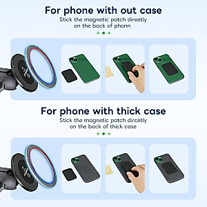 FANAUE Magnetic Car Mount compatible with RAM mount B size ball head, Magnetic car phone holder can be mounted on car dashboard, windshield and other car accessories, suitable for 4.7-7.5" smartphone.