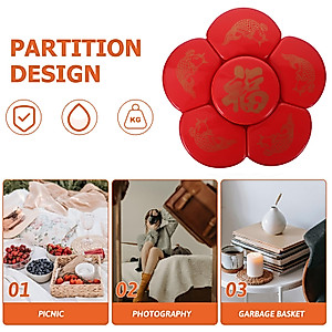 Yardwe Snack Box Candy Dish Chinese Snacks Storage Box Dried Fruit Box Rotating with 6 Compartments and Lid Chinese New Year Wedding Party Decoration