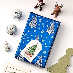 WRAPAHOLIC Christmas Wrapping Paper Roll - Blue and Silver Snowflake and Stripe Set with Metallic Foil Shine - 4 Rolls - 30 Inch X 120 Inch Per Roll