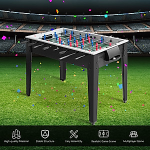 GYMAX 48” Foosball Table, Arcades Soccer Game Table for Multiplayer with 2 Balls, Score Keepers Wooden Competition Sized Foosball Table for Adults and Kids (Black)