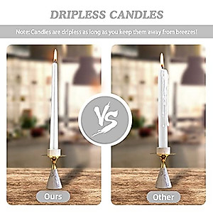 10 Inch Taper Candles, 12 Pack Tall Unscented Dripless Candles with Cotton Wicks Perfect for Dinner, Party, Wedding or Farmhouse Decor, 7-9 Hour Burn Time- 7/8" Base (10 inch/Glossy, White)