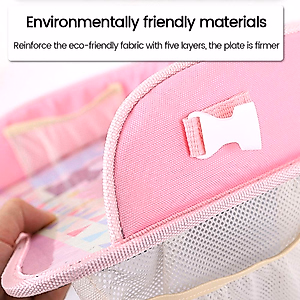 Cherry Juilt Car Seat Organizer Kids Travel Safety Seat Tray for Kids Toddlers Activities in Car Seat, Stroller, Airplane Touch Screen iPad Holder Waterproof Dry Erase Side Pocket (Pink)