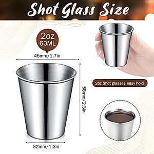2 oz Stainless Steel Shot Glasses Metal Cups Small Unbreakable Shot Glass for Espresso Whiskey Bar Home Restaurant Camping Barware Gift (Silver,100 Pcs)