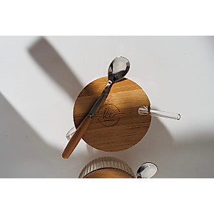 KC 2pc Glass Coffee Vintage Mug Set With Bamboo Lid And Glass Straw - 15oz Jumbo Glass Cup With Stainless Steel + Bamboo Spoon And Glass Straw - Glass Snack Bowl With Spoon