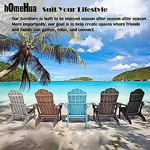 hOmeHua Folding Adirondack Chairs, Outdoor Patio Weather Resistant Chair, Imitation Wood Stripes, Easy to Fold Move & Maintain, Plastic Chair for Backyard Deck, Garden, Fire Pit & Lawn Porch - Black
