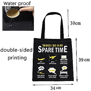 Airplane Lover Gifts Airplane Tote Bag Things I Do In My Spare Time Airplane Enthusiast Aviation Pilot Gifts Canvas Tote Bag (Time Airplane tote)