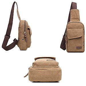 Wxnow Sling Bag Man Purse Small Backpack Shoulder Crossbody Bags Travel Bag Mini Chest Pack for Men and Women Brown