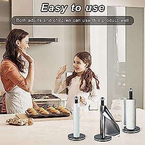 Dxlac 2 Pack Standing Paper Towel Holder, Black Kitchen Countertop Stand for Standard and Large Size Rolls - Ideal for Bathroom and Kitchen Organization and Storage