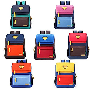 Willikiva Cute Bear Kids School Backpack for Children Elementary School Bags Girls Boys Bookbags (Red/Coffee/Royalblue, Medium)