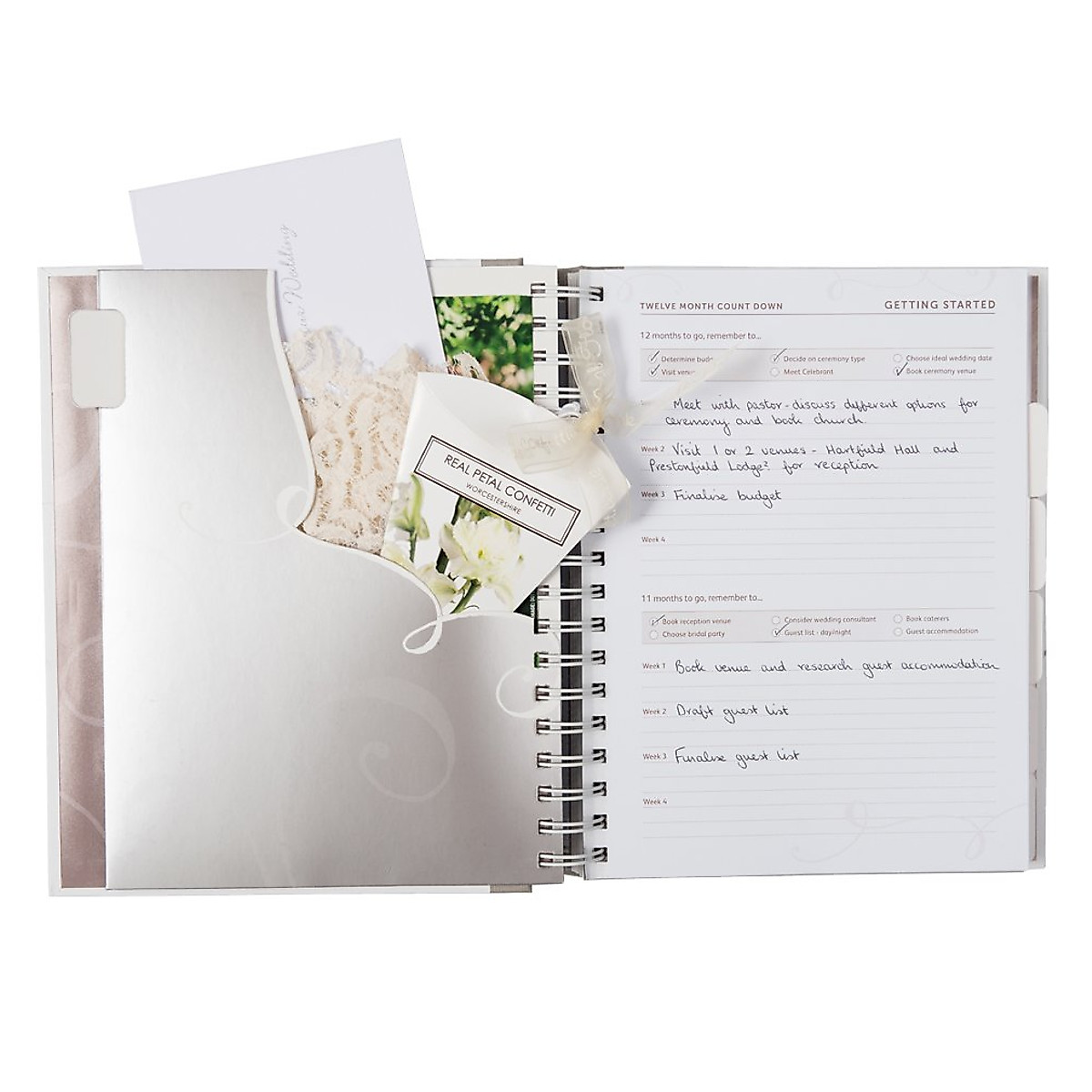 Busy B 4443 Bride to B Script Wedding Planner - perfect engagement gift with checklists, pockets and an undated planning countdown.