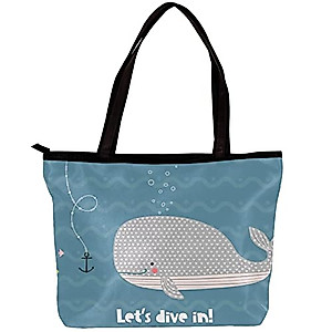 Tote Bag Women Satchel Bag Handbag Stylish Tote Handbag for Women Hobo Bag Fashion Crossbody Bag, Cartoon Sea Animal Whale Anchor