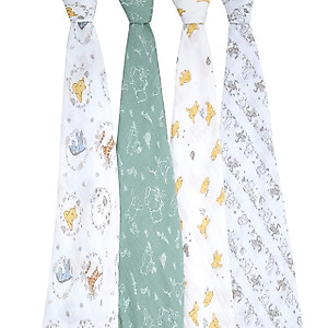 aden + anais Essentials Burpy Baby Bib, 100% Cotton Muslin, Soft Absorbent 4 Layers, Multi-Use Burp Cloth and Bib, 22.5” X 11”, Single, Dino Time