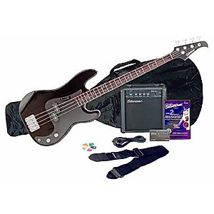 Silvertone LB11 Bass Guitar and Amp Package, Liquid Black