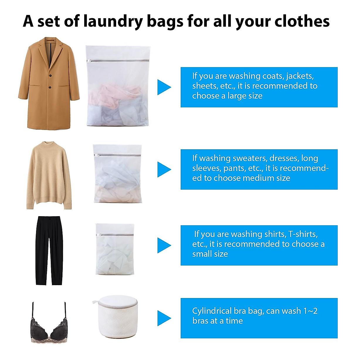 Rukinovi 4Pcs Mesh Laundry Bags,Small Fine Mesh Wash Bags for Clothes and Lingerie Wash Bag(1 Large 1 Medium 1 Small 1 Brabag) (A-1 small 1 medium 1 large)