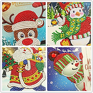 Christmas Cards 5D DIY Diamond Painting Round Drill Greeting Cards (8 Pcs)