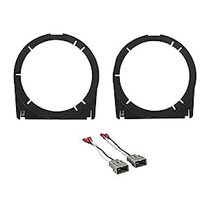 ASC Audio 6" 5" 5.25" Car Stereo Front Door Speaker Install Spacer Mount Plate Bracket Adapters and Speaker Wire Harness Connectors Combo for 2002-2006 Acura RSX, 2003-2007 Honda Accord
