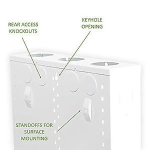 Legrand - OnQ 28 Inch Media Enclosure, 20 Gauge Media Box, Cable Wall Cover with 2.5 Inch Openings to Pull Wires Through, Recessed Media Box Includes Cover Mounting Hardware, White, EN2800