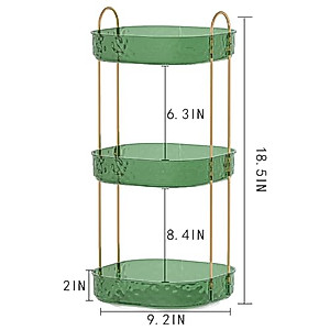 ZHIAI Rotating Makeup Organizer for Vanity, Perfume Organizer Large Bathroom Organizers and Storage, Skincare Organizers Lipstick Toiletry Spinning Holder Countertop 360 Spinning 3 Tier Green
