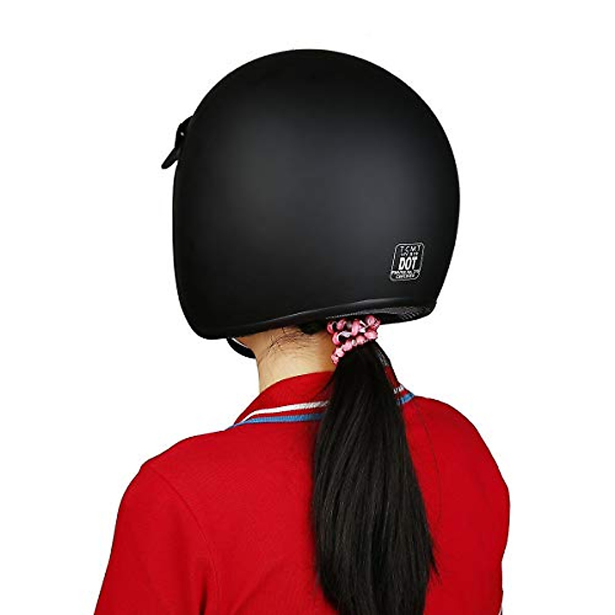 TCT-MOTORPARTS Adult Helmet 3/4 Open Face Motorcycle Scooter DOT Helmet Sun Visor Size Small Matte Black