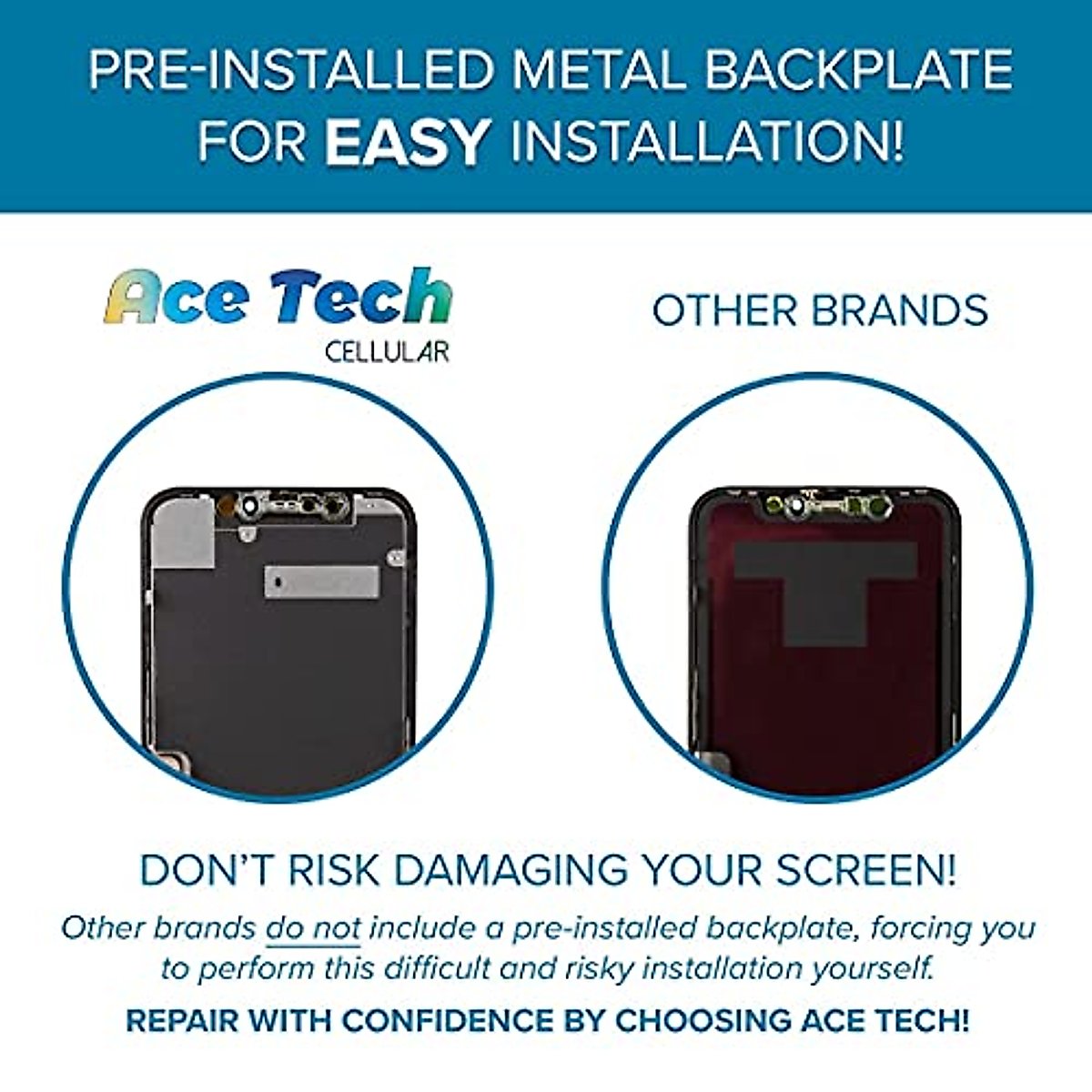 Ace Tech Cellular Compatible with iPhone XR Premium LCD Screen Replacement 6.1 inch (Model A1984, A2105, A2106, A2108) High Resolution Display digitizer Assembly Touch Screen