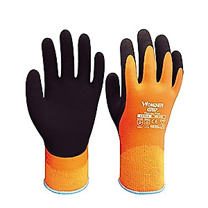 Wonder Grip Gloves WG-338 THERMO Plus Latex Waterproof Warm Thermal Lined Cold Winter Work Gloves (L)