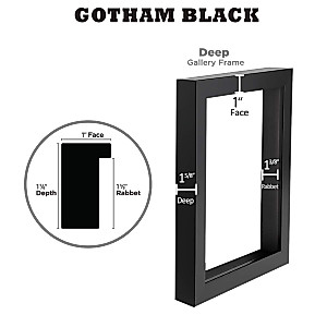 Gotham Deep Gallery Frames - 3 Pack of Professional Gallery Frames for Canvas, Paintings, Presentation & More! - [Black - 16x20"]