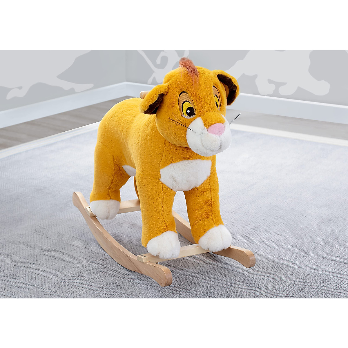 The Lion King Simba Plush Rocker by Delta Children Wooden Ride On Rocking Horse for Babies 18 Months and Up