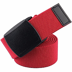 moonsix Men's Elastic Belt,Outdoor Military Tactical Duty Web Belt with Plastic Buckle,Red