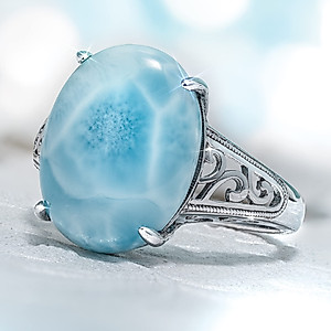 Stauer - Women's Sea of Love Larimar Ring, 7 1/2 carats Oval cut Larimar, Size 7