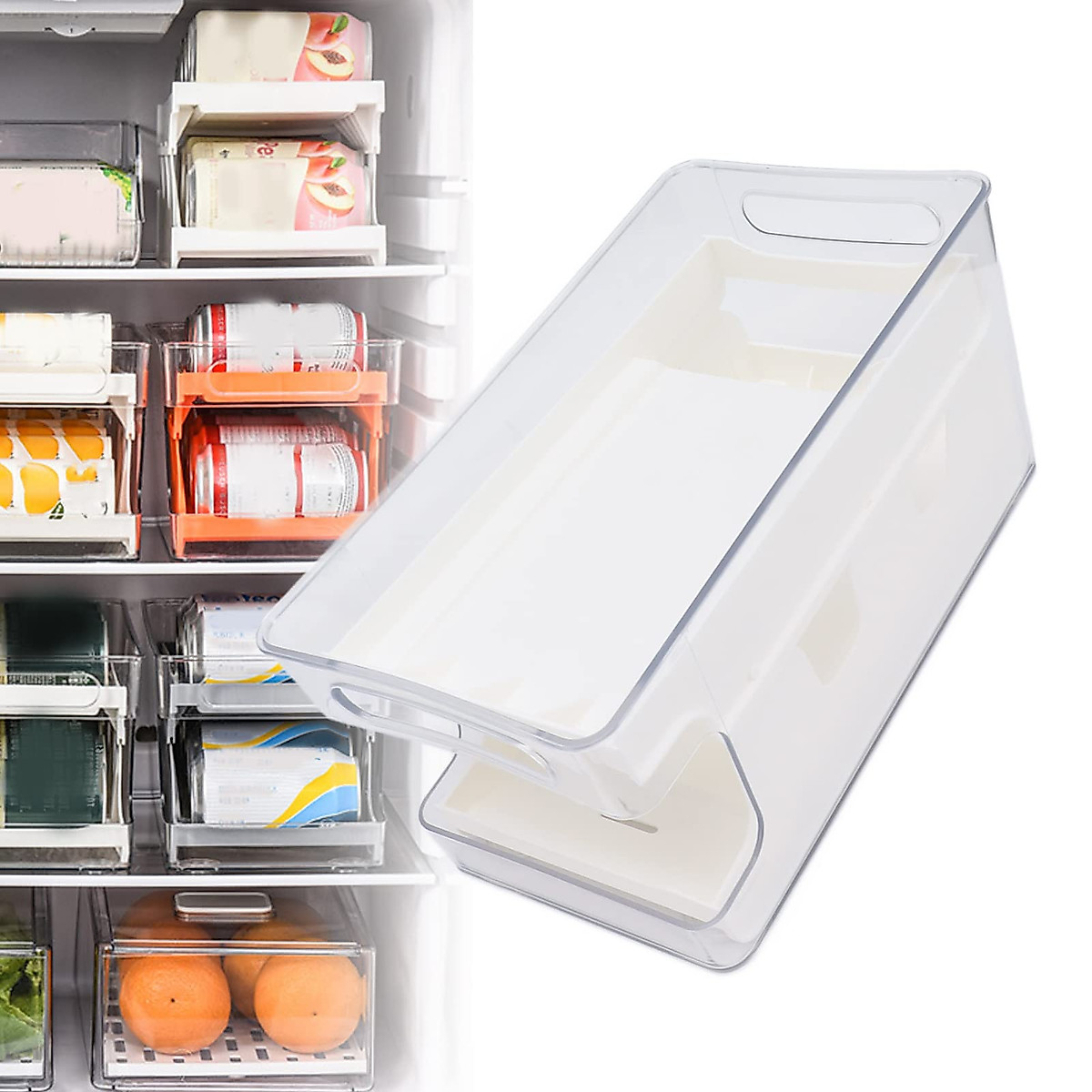 TOPINCN Food Can Dispenser Storage Rack Organizer 2 Tier Soda Can Rack Beverage Can Can Storage Holder Can Holder for Pantry Refrigerator (White)