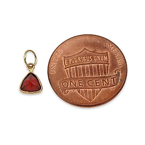 Garnet Charm 5mm Triangle-Shape Handmade In 14k Yellow Gold