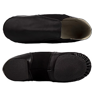 Asyusyu 100% Cowhide Leather Jazz Shoes for Girls,Pointed Toe Soft Leather Dance Slippers for Little Kid-10,Black