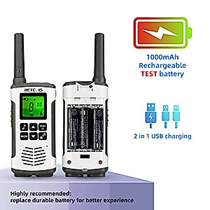 Retevis RT45 Walkie Talkies for Adults,Rechargeable 2 Way Radios Long Range, NOAA,Flashlight,VOX,SOS,Portable FRS Two-Way Radios with AA NIMH Battery USB Charger for Camping Hiking(2 Pack)