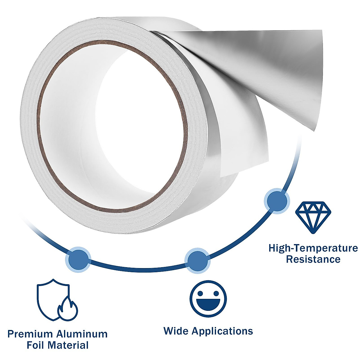 WeLiu Aluminum Tape 3 Pack 54 Yards Duct Tape Heavy Duty High Temperature Aluminum Tape 3.9 mil Silver Foil Tape for HVAC Sealant Metal Repair Air Ducts (2 Inch x 18 Yards per Roll)