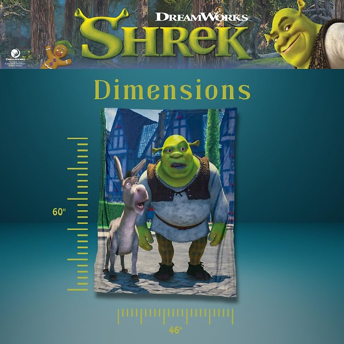 Franco Collectibles Shrek Donkey Bedding Super Soft Micro Raschel Throw, 46 in x 60 in, (Officially Licensed Product)