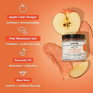dpHUE Apple Cider Vinegar Scalp Scrub with Pink Himalayan Sea Salt, 9 oz - Natural Exfoliating Scrub & Dry Scalp Treatment - Aloe Vera & Avocado Oil - Gluten Free, Vegan