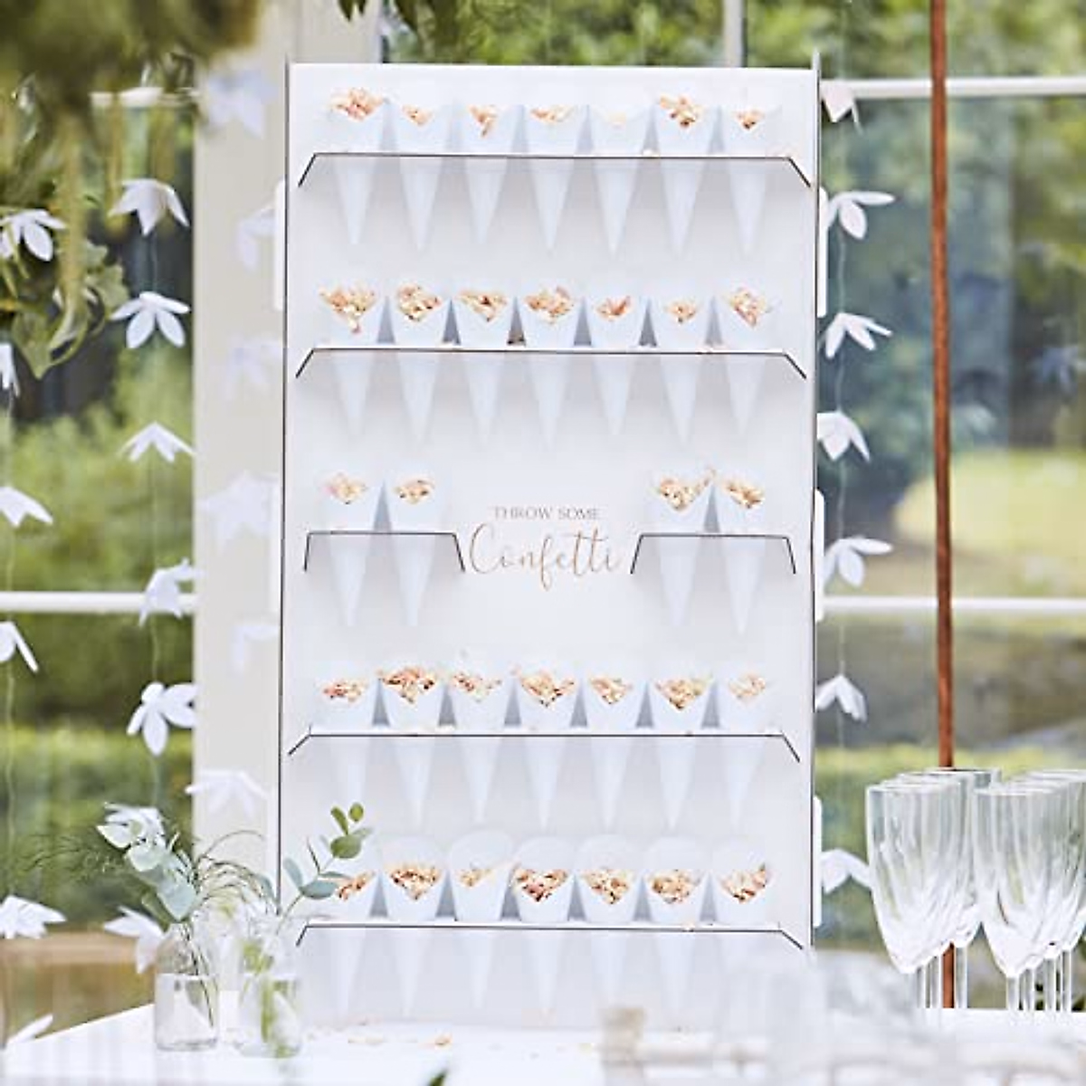 Ginger Ray Botanical Wedding Bronze Foiled Stand With Confetti Cones, Paper