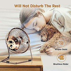 EasyAcc 6 Inch USB Desk Fan,Small and Quiet,Powerful USB Powered Portable Fan,Strong Airflow,Mini Metal USB Fan,360°Rotation,Personal Cooling Fan with 2 Speed for Home Office,Bronze(USB POWERED ONLY)