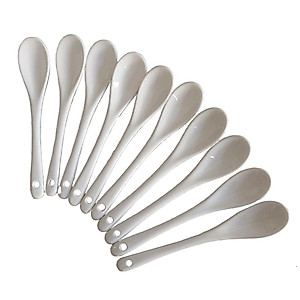 White Ceramic Coffee Spoon, 5 Inch Small Tea Spoons for Ice-cream Teaspoon Appetizers Desserts, Dinner Soup Spoons Kitchen (10 Pack)